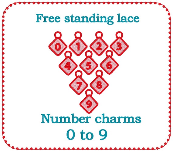 FSL Number Charms Embroidery Designs. Tiny Free Standing Lace | Etsy