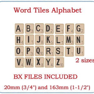 Word Tiles Alphabet Embroidery Designs. BX Files Included. 2 Sizes. - Etsy
