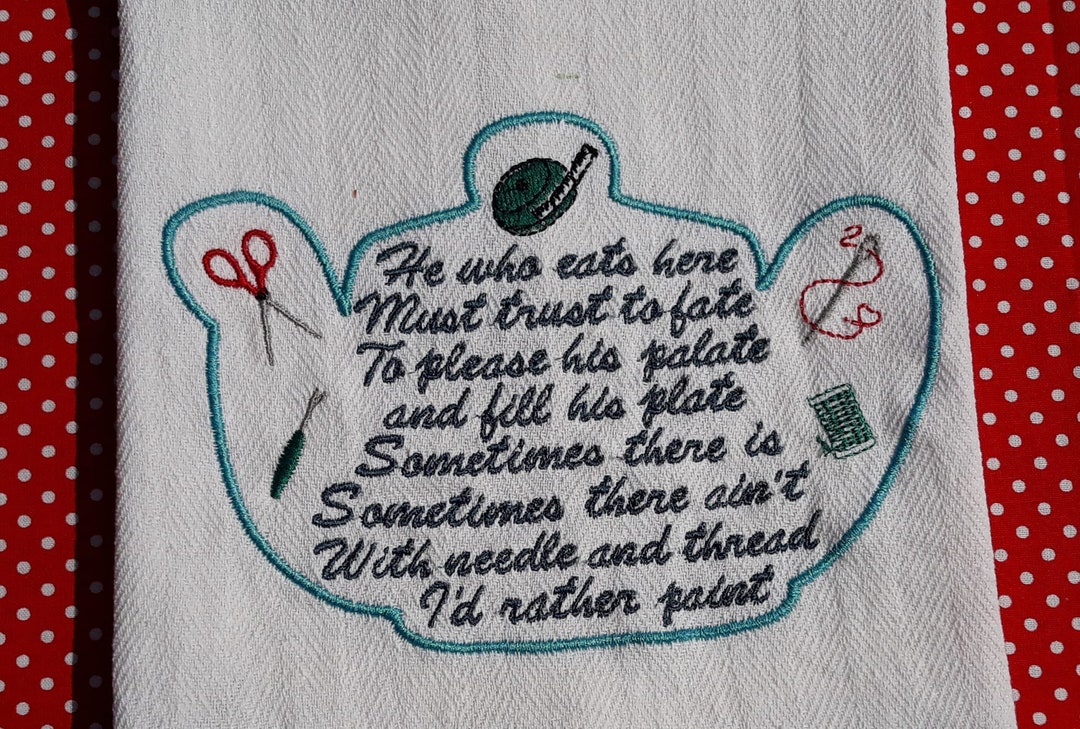 Tea Kettle Sewing Words Embroidery Design 3 Sizes-5x7 - 6x7 - 8x9-14 ...