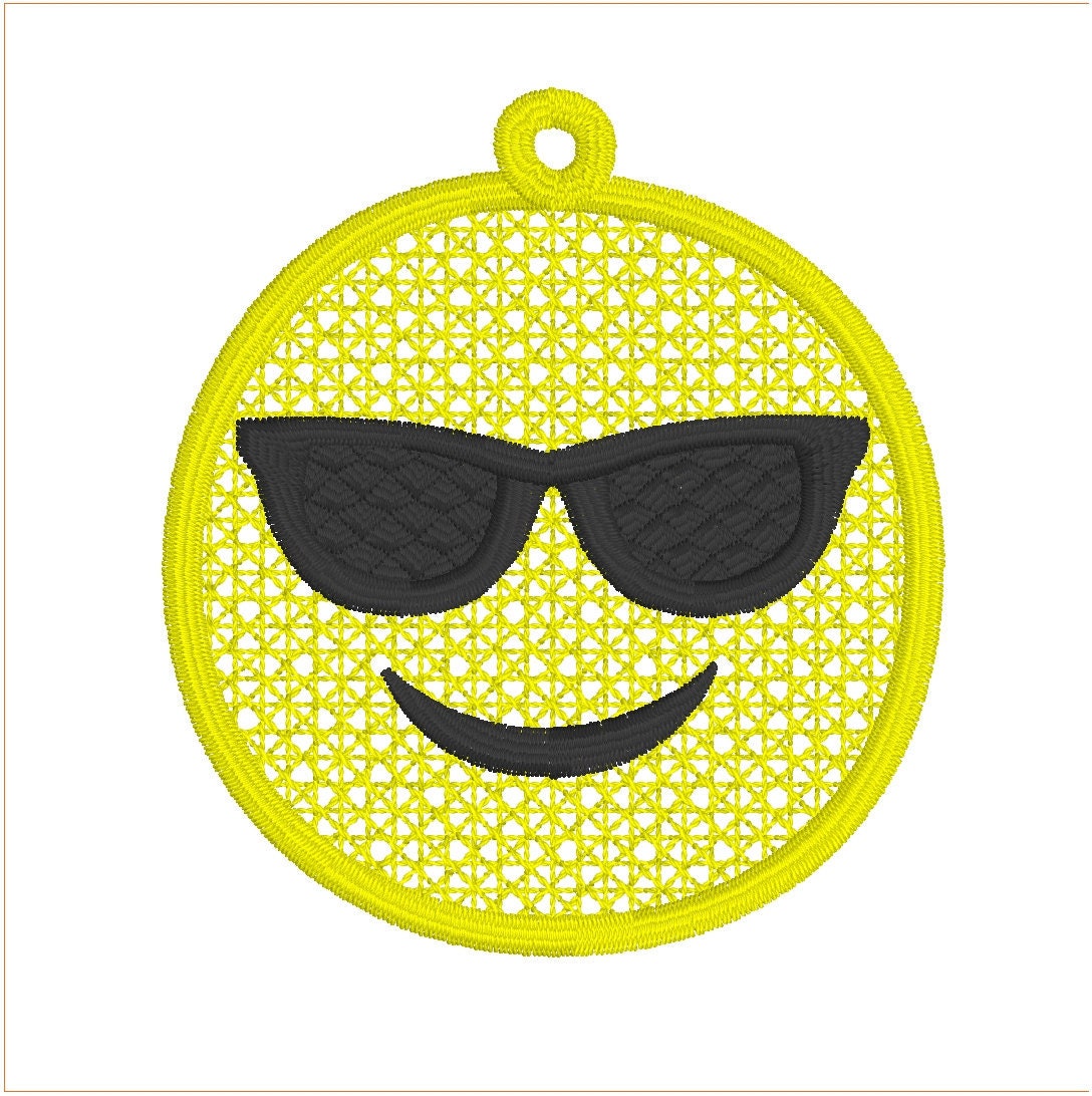 Sewing & Fiber key fob charm Emoji winking face embroidery design FSL ...