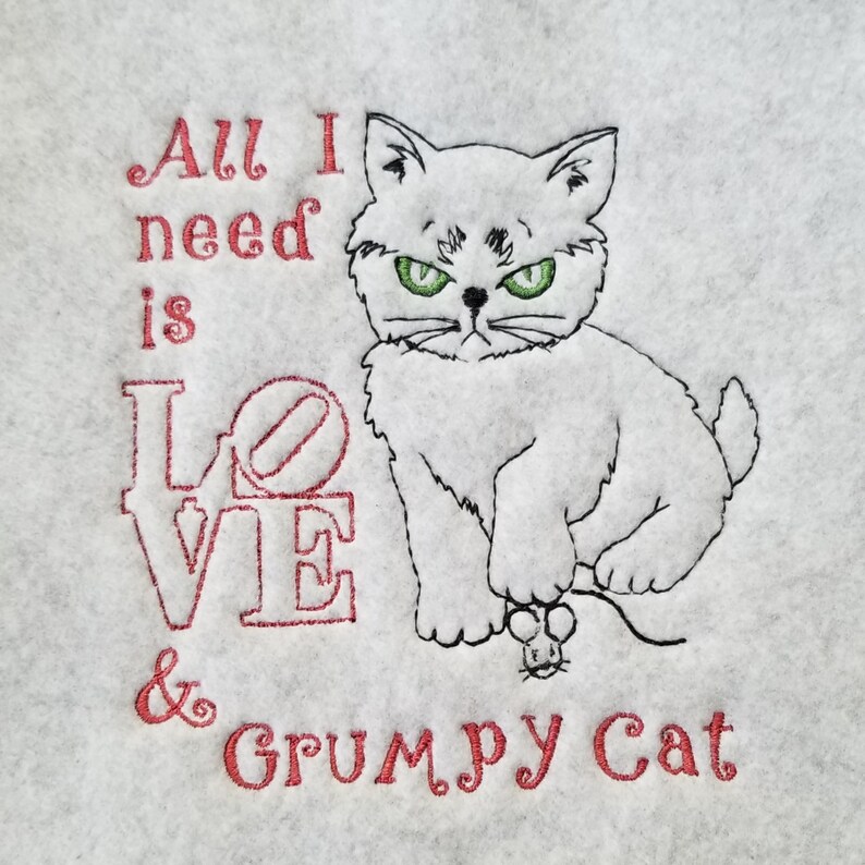 Grumpy Cat ITH Embroidery Design Snaptab No Messy Ties on - Etsy