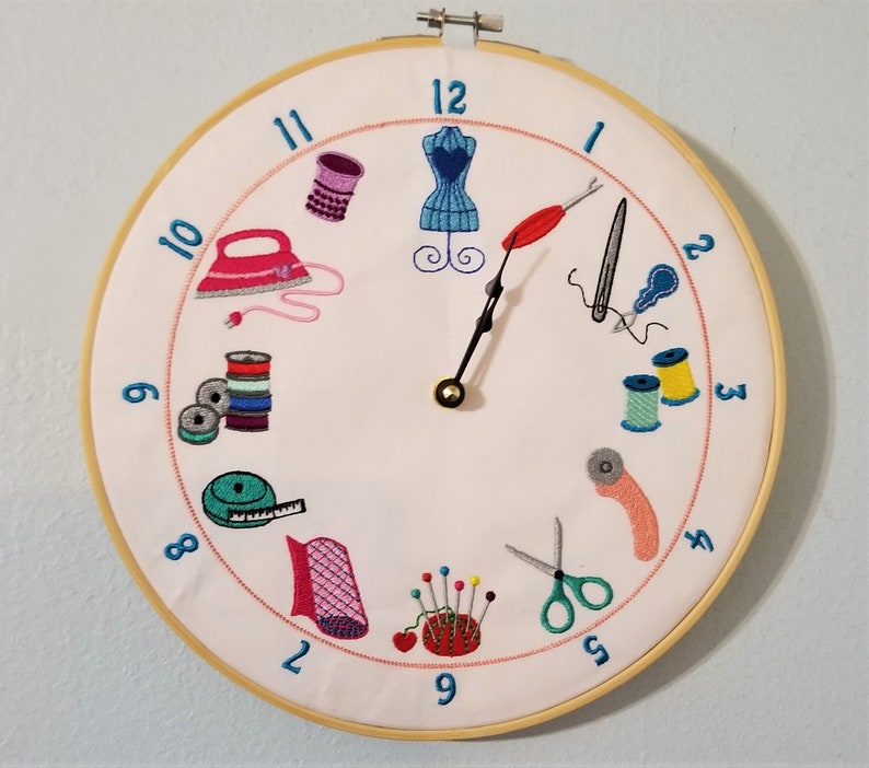 Sewing Notions 9-1/2" Hoop Clock Face Embroidery Design. 9-1/2" Hoop - Etsy