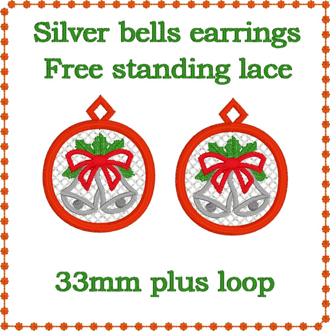 FSL Silver Bells Earrings-charms Embroidery Designs. Free Standing Lace ...