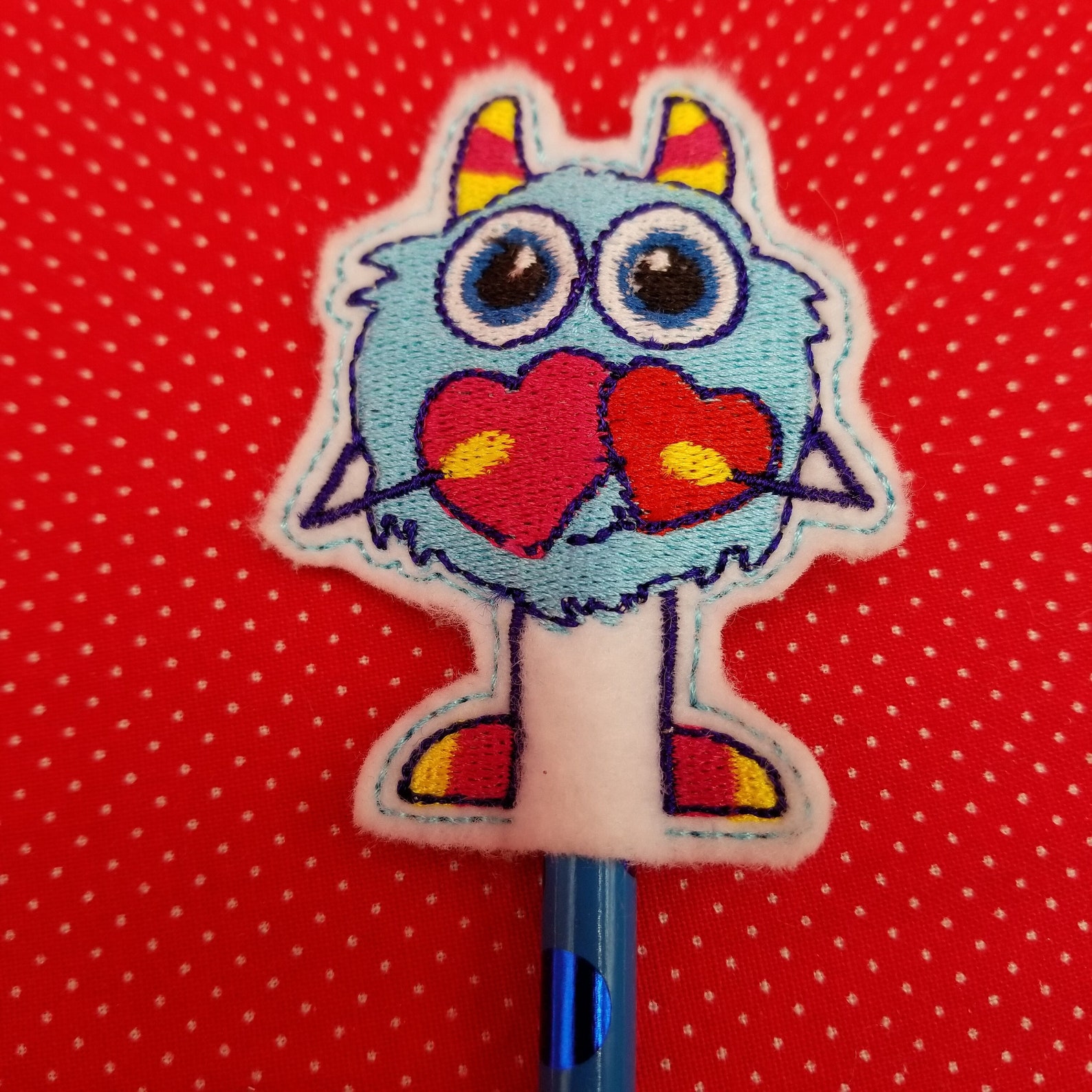 Monster Pencil Topper Embroidery Design - 4x4 Friendly in the Hoop - Etsy