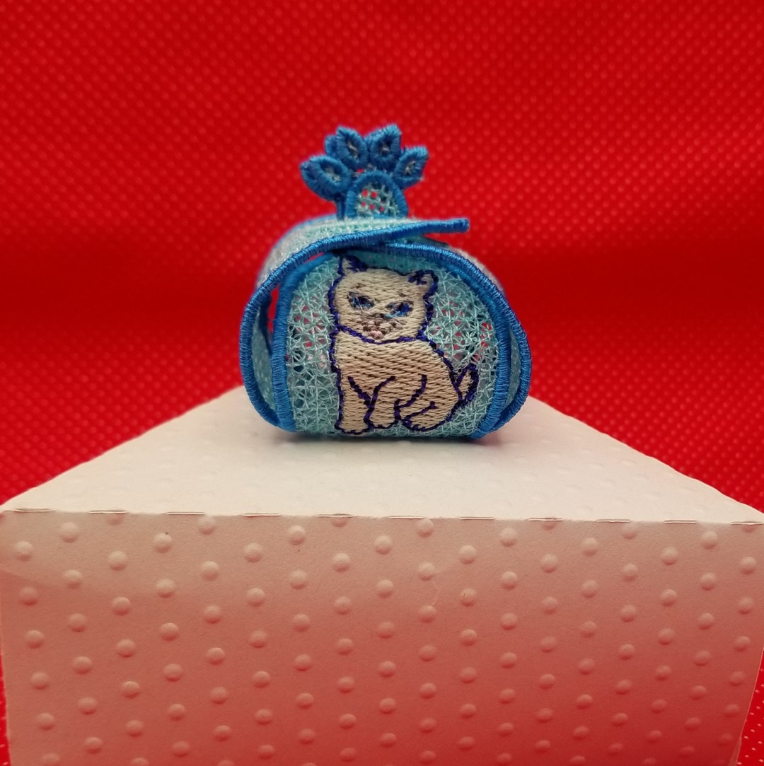 Cat FSL Gift Box Embroidery Design for Cat Treats, Tealights, Jewelry ...