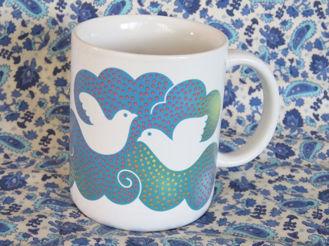 Lovely Peace Doves Vintage Unicef Large Ceramic Coffee Mug Made in ...