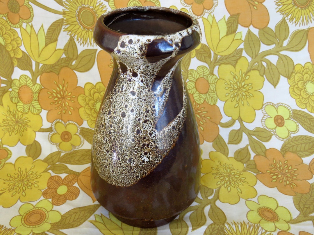 Retro 1970's Pottery Vase Brown Beauty Fab Glazing - Vintage Home Decor ...
