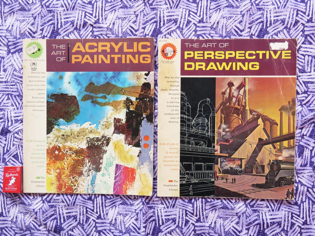 Pair Art Books Vintage 1968 the Art of Perspective Drawing & Acrylic ...