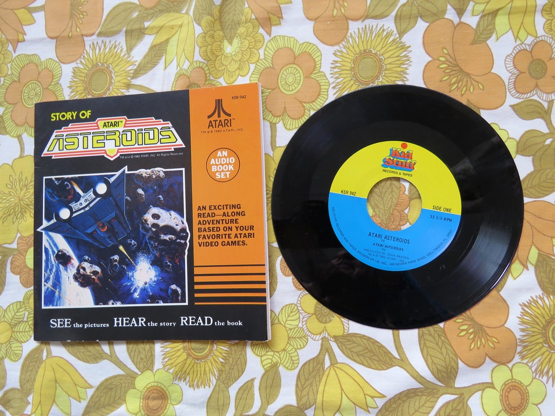 Rare Find 1980s Atari Story of Asteroids 1982 Audio Record & Book Set Kid Stuff Series Space ...