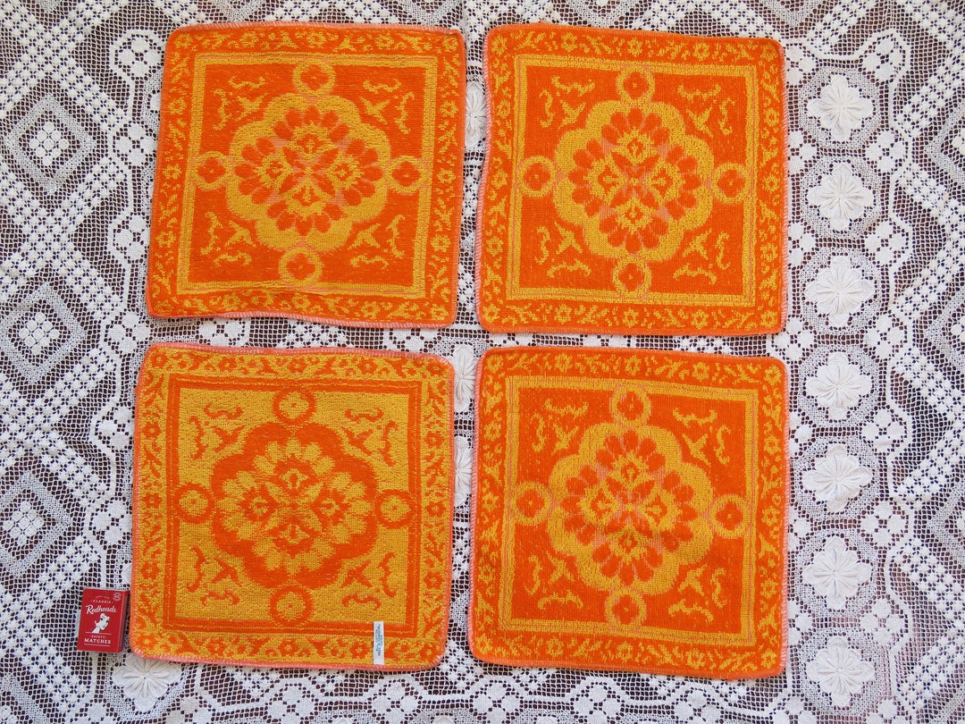 New Old Stock 1970's Groovy Orange Face Washers - Etsy
