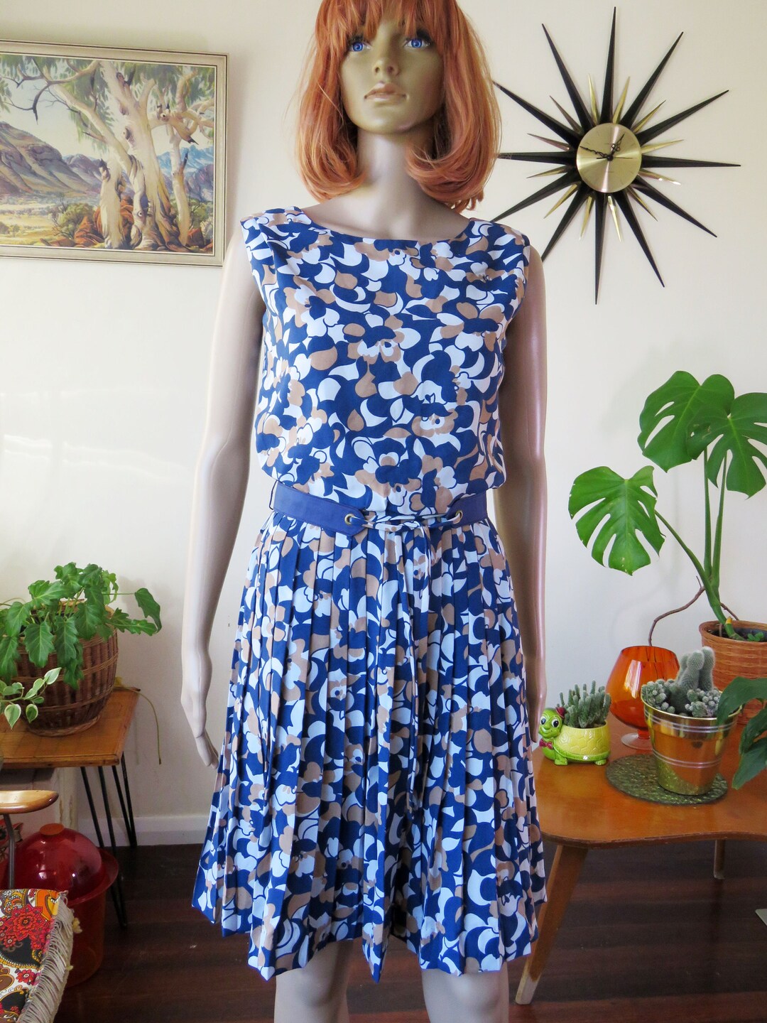 Very Pretty Blue Vintage 1960's Princeton Dress With Matching Belt 100% ...