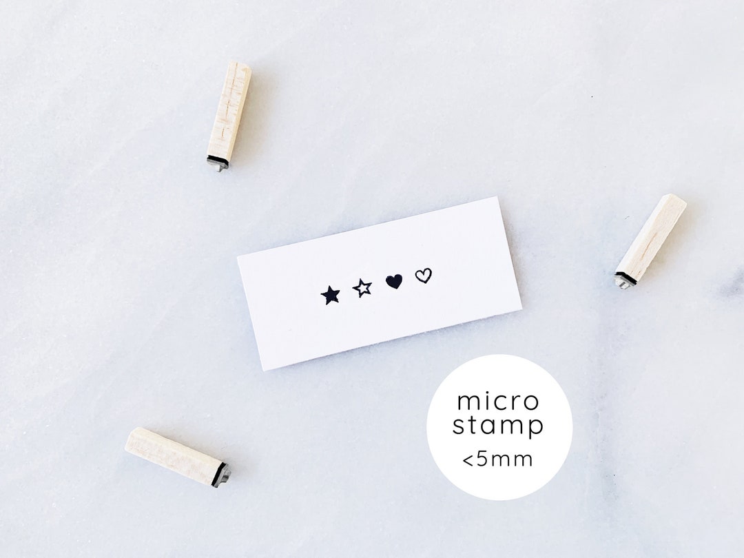 Micro Tiny Hearts and Stars Rubber Stamp Set • Small Geometric Shape ...