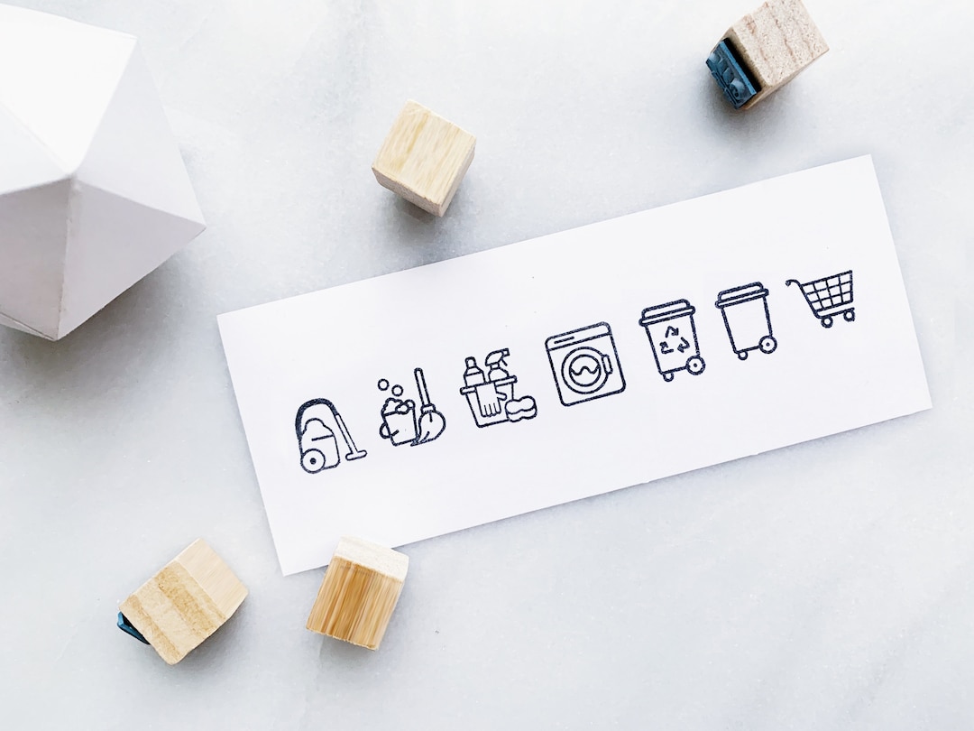 Cleaning Stamp Set • Small Rubber Stamps for Planners, Calendars, and ...