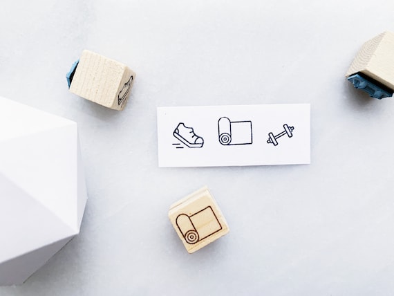 Exercise Rubber Stamp Set Yoga Mat Stamp Cardio Stamp | Etsy