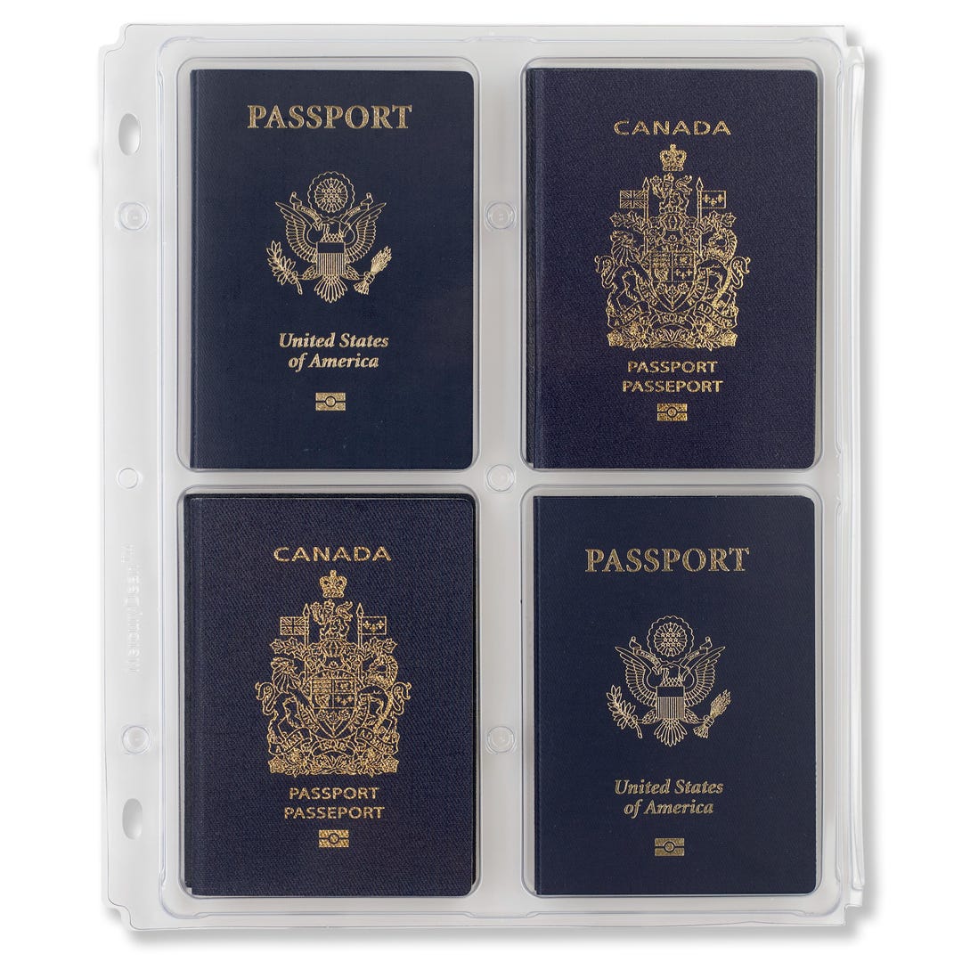 Passport Organizer Storage Binder Page for Family Document Binder - Etsy