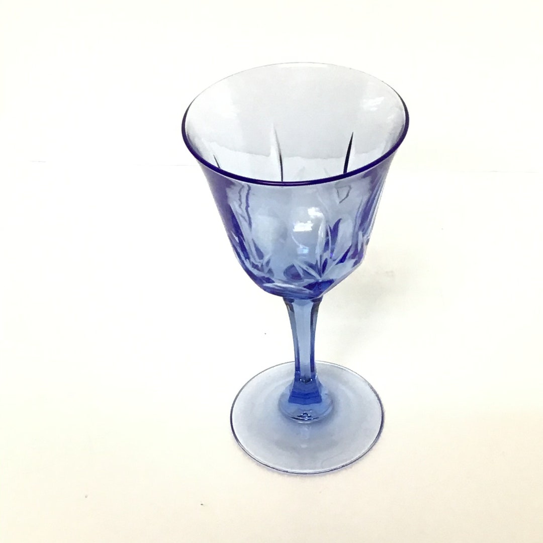 Vintage American Blue Avon Stemware With Fronds, Leaves, Thumbprint - Etsy