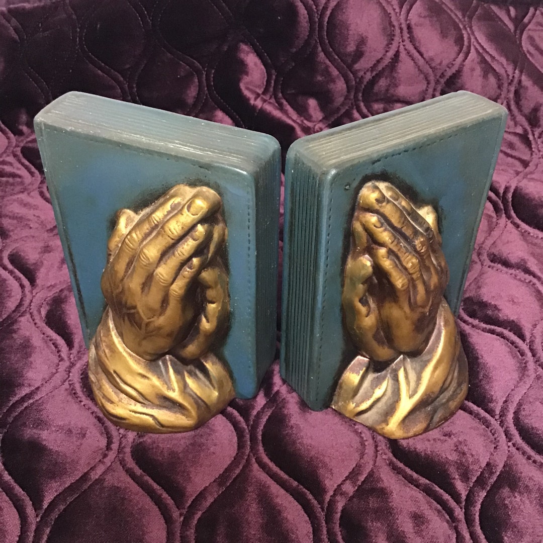 SALE Vintage Praying Hands With Holy Bible Bookends - Etsy