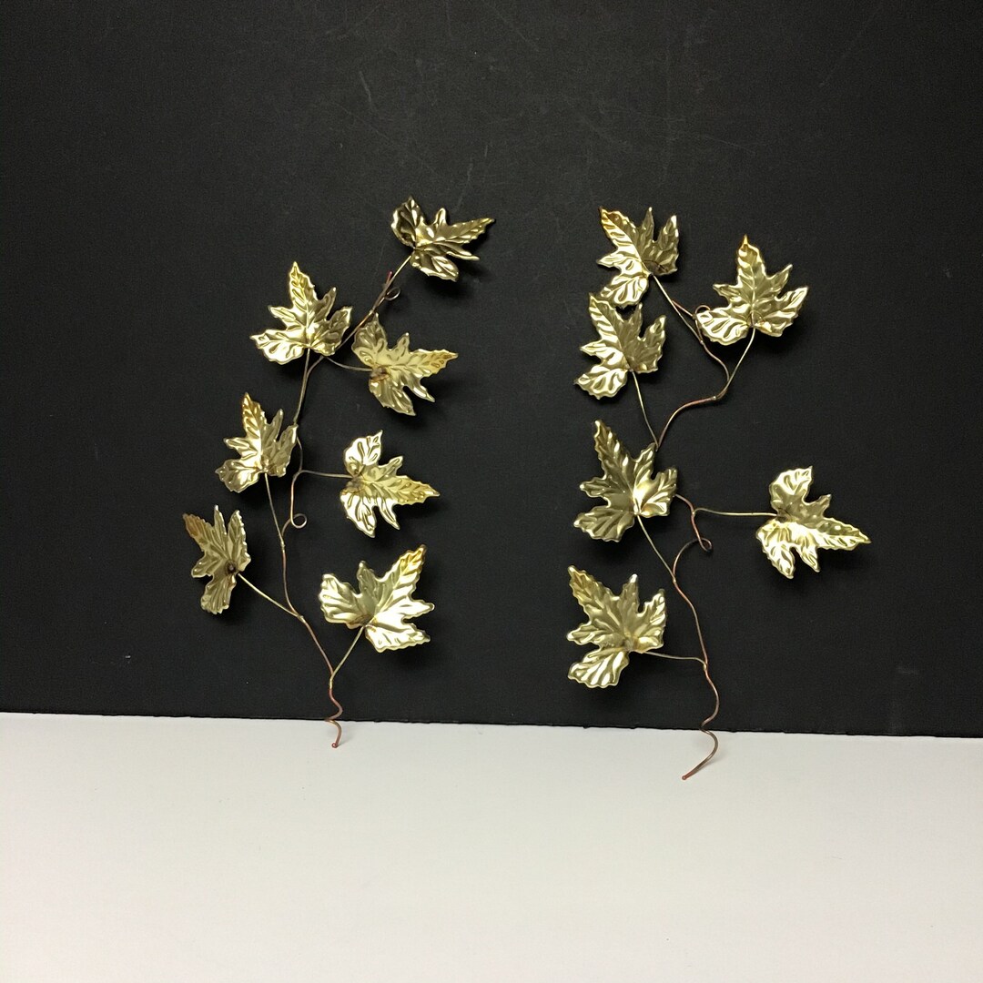Vintage Pair Metal Oak Leaf Branch Wall Hanging - Etsy