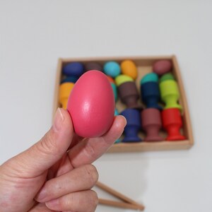 Wooden Eggs and Cups Children’s Play Set Color Matching Activities ...