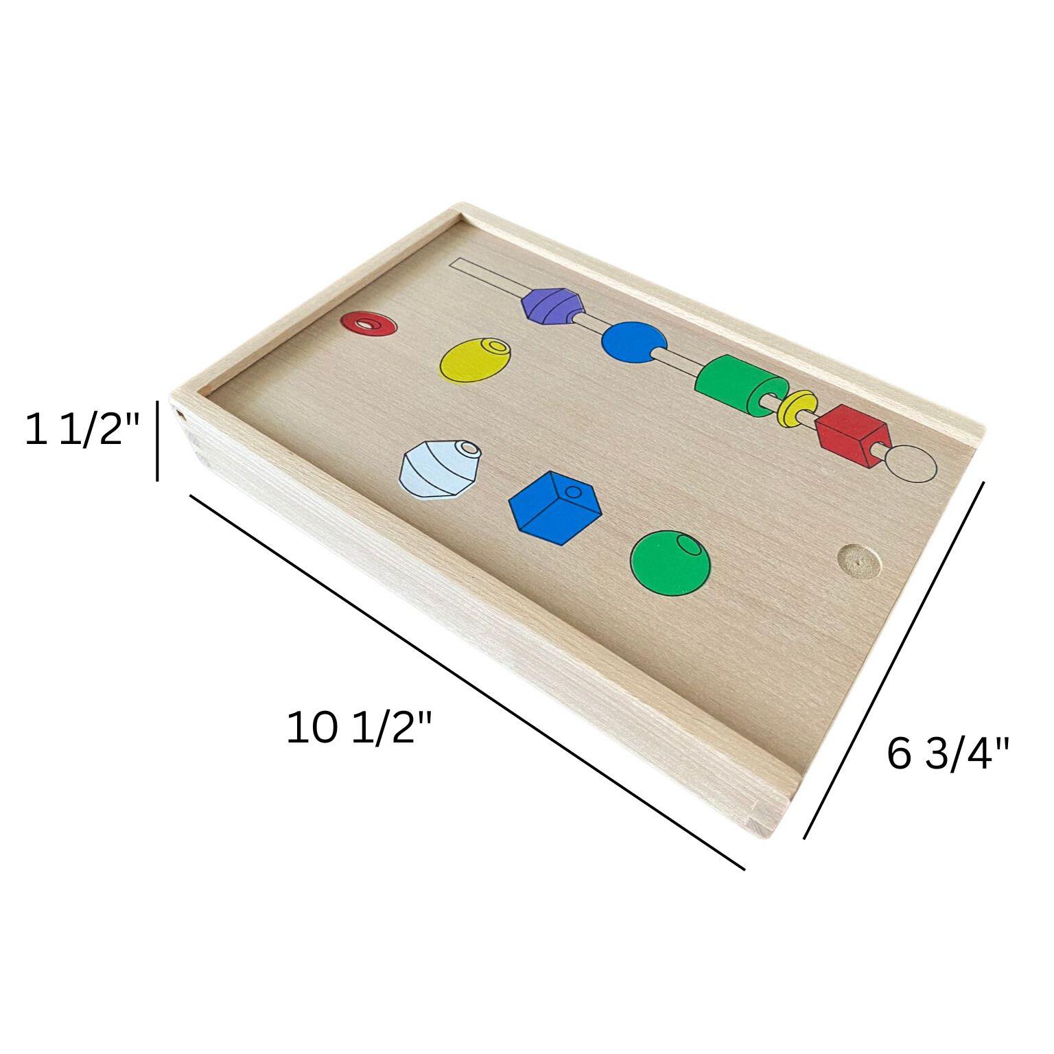 Montessori Wooden Beads Sequencing Toy Toddler Color Shape Matching ...