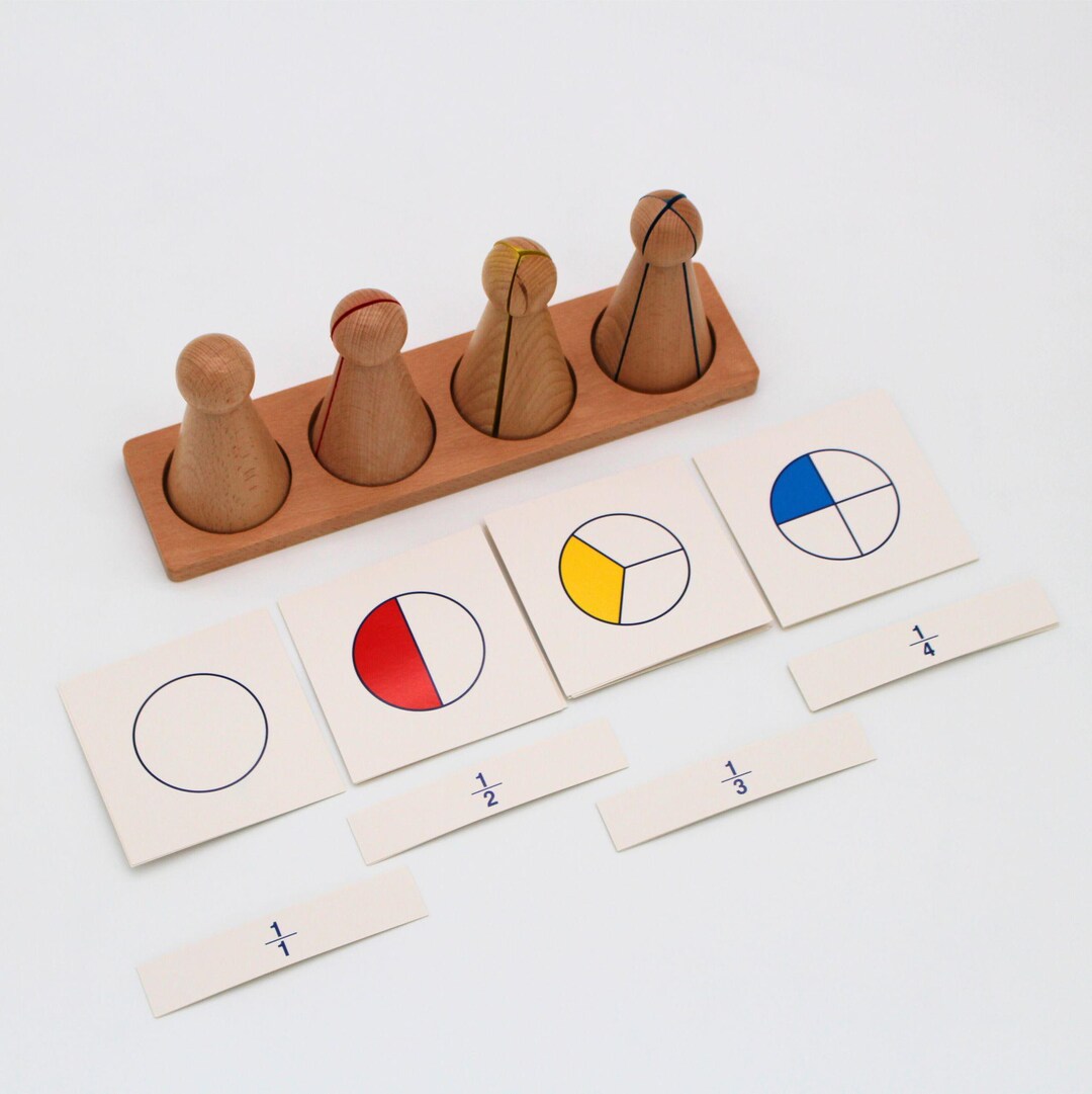 Montessori Math: Wooden Fraction Skittles With Cards - Etsy