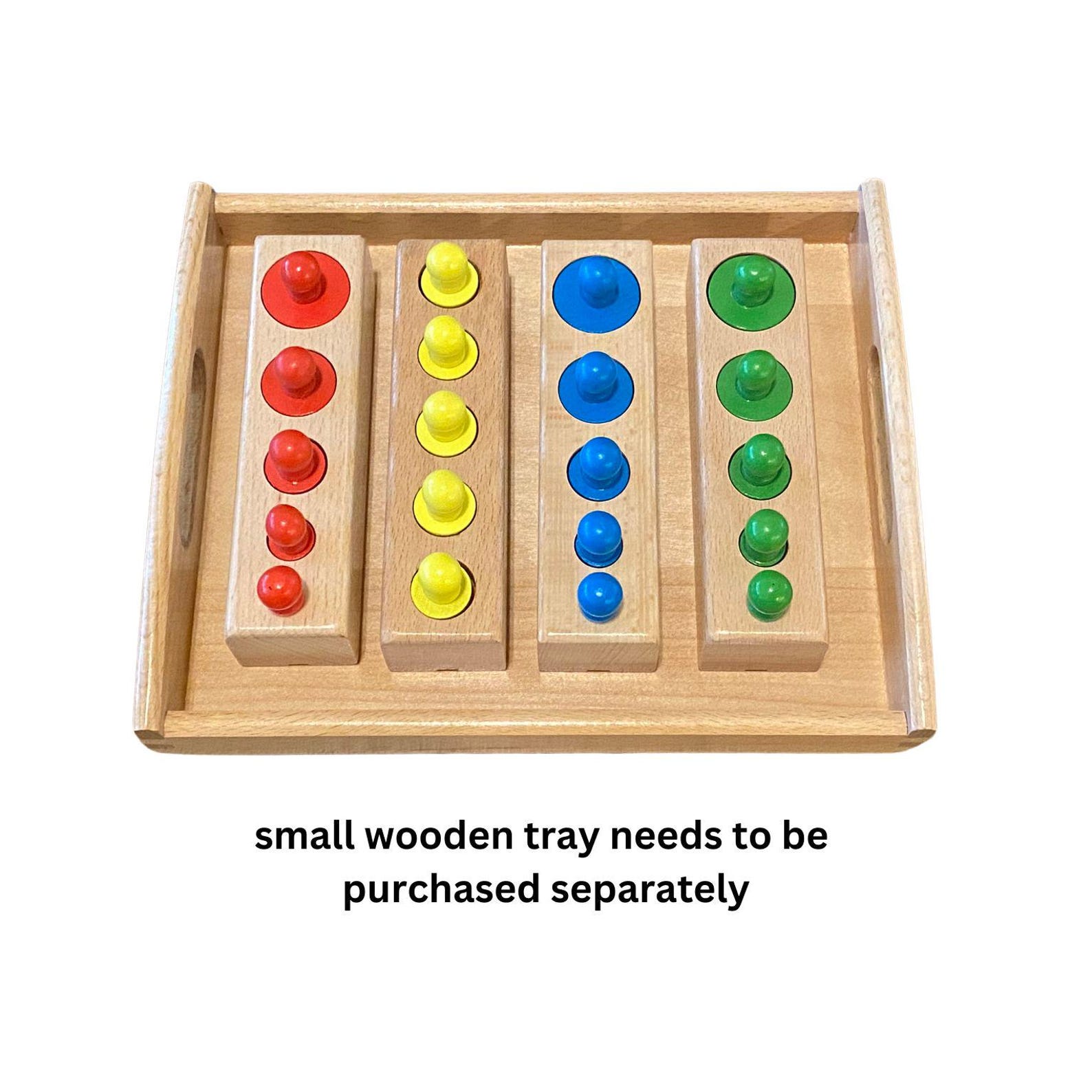 Montessori Sensorial Materials Mini Knobbed Cylinders Set of 4 Toddler ...