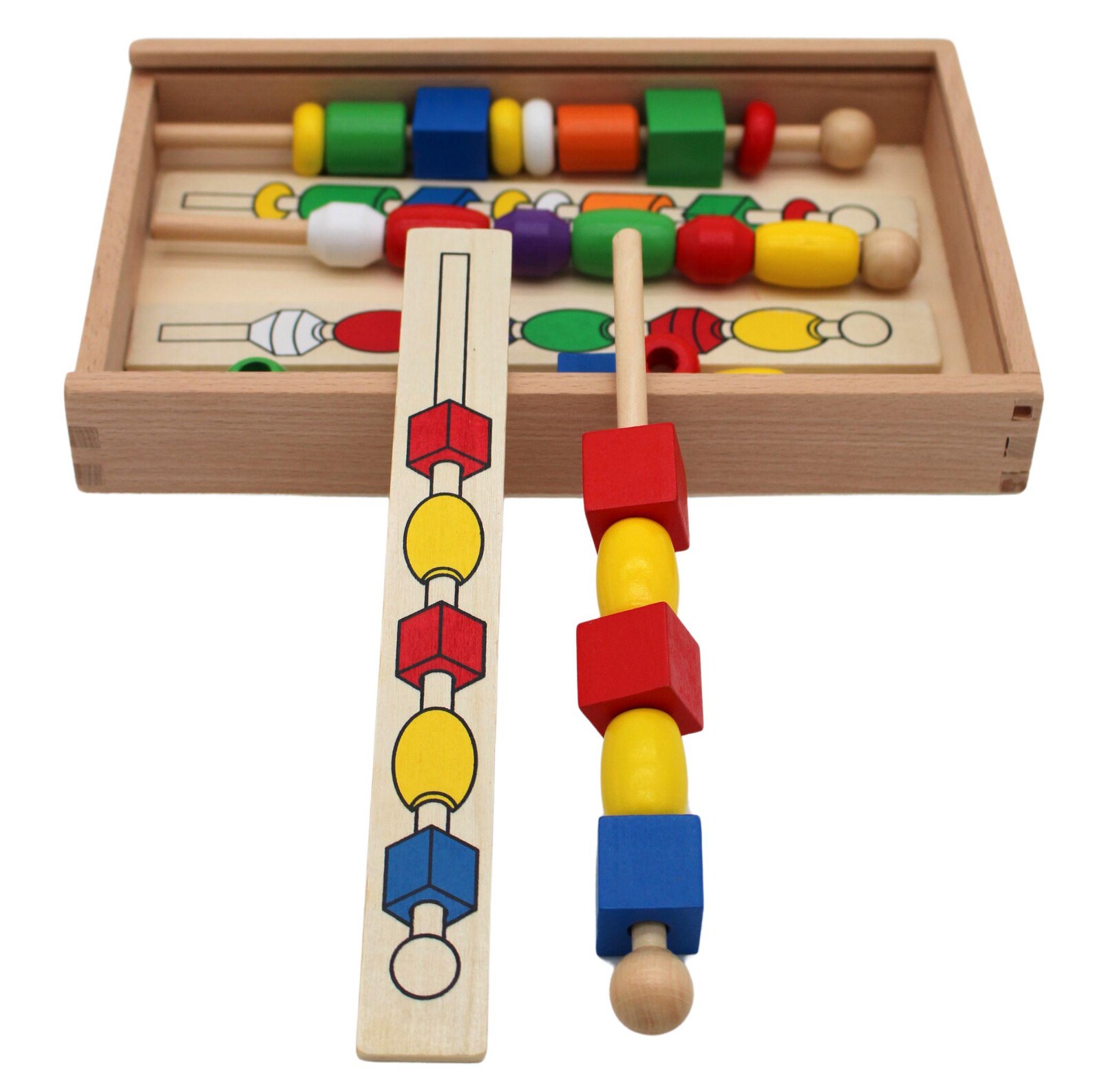 Montessori Wooden Beads Sequencing Toy Toddler Color Shape Matching ...
