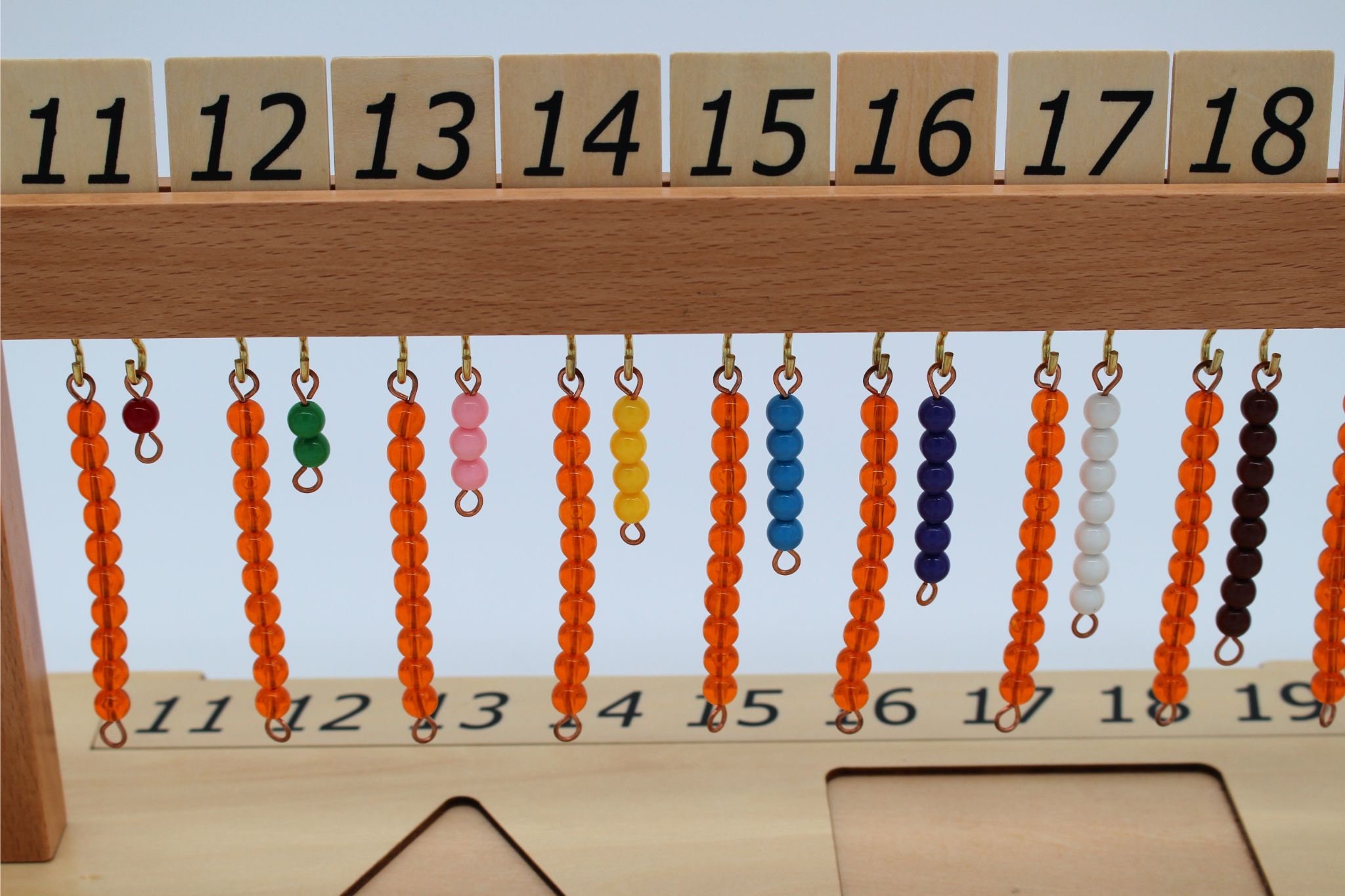 Montessori Math Teen Bead Hanger for Color Bead Stairs With Beads 1-9 ...