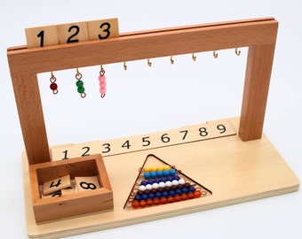 Wooden Board Bead Game Preschool Teaching 11-19 Numbers Hanger And ...