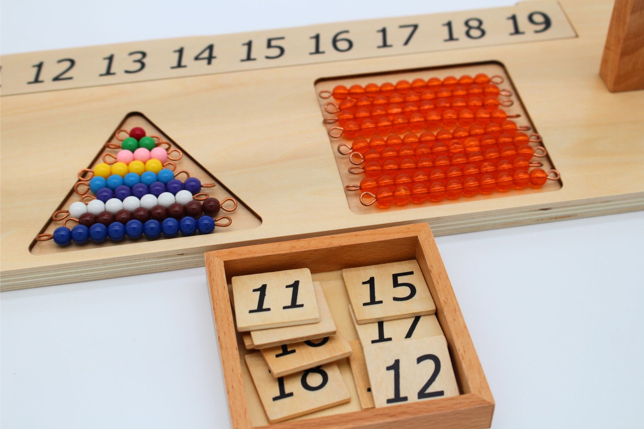 Montessori Math Teen Bead Hanger for Color Bead Stairs With Beads 1-9 ...