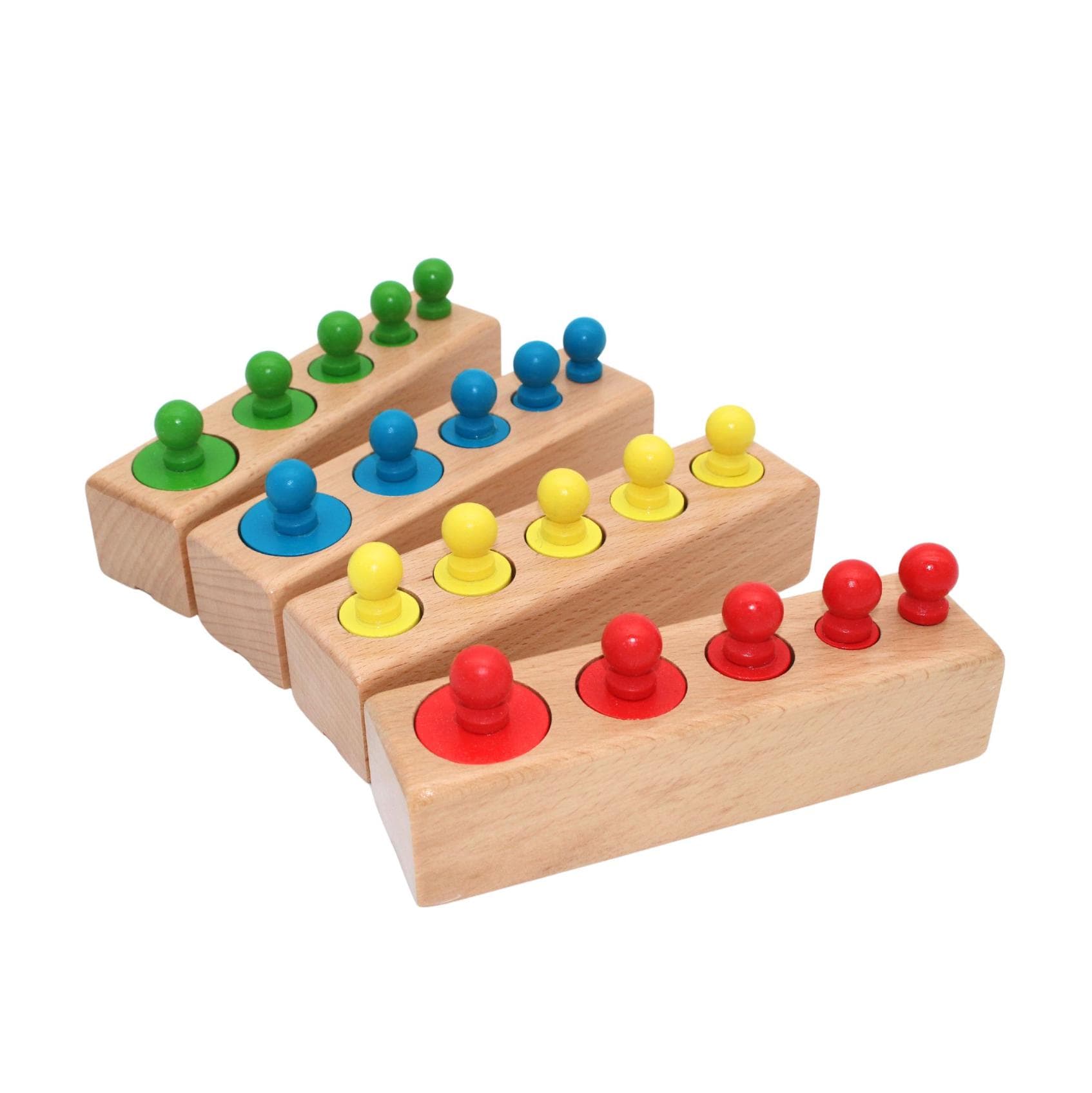 Montessori Sensorial Materials Mini Knobbed Cylinders Set of 4 Toddler ...