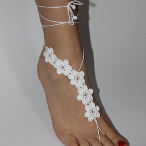 Sandalias descalzas de ganchillo, zapatos de boda de playa, sandalias descalzas de playa ...