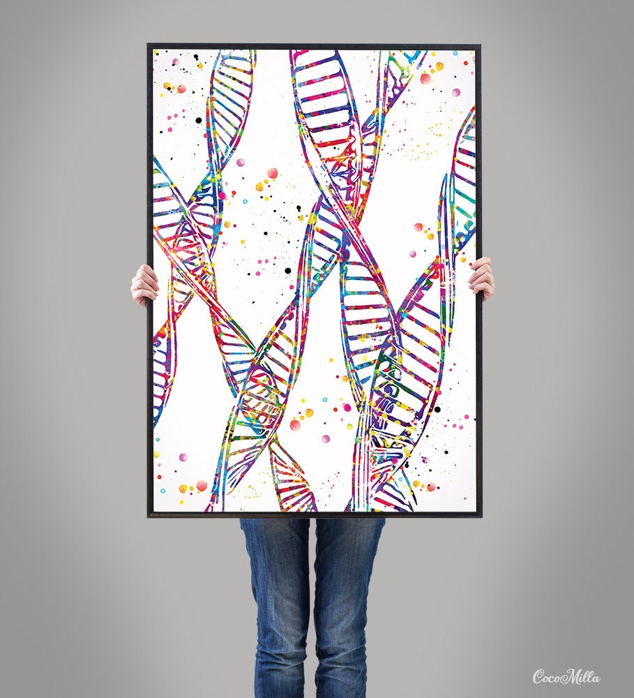 DNA Abstract Art Watercolor Print Dna Molecule Medical Wall - Etsy UK