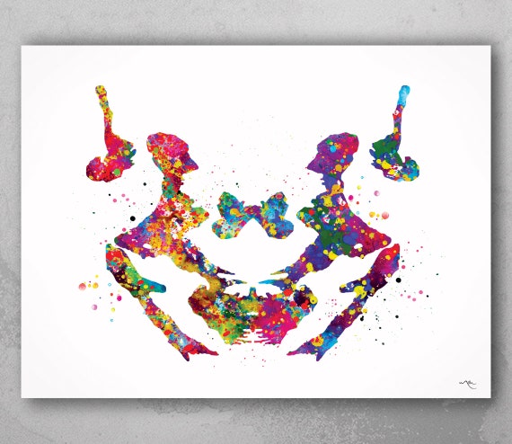 Rorschach Inkblot Test Card 3 Watercolor Print Psychology | Etsy