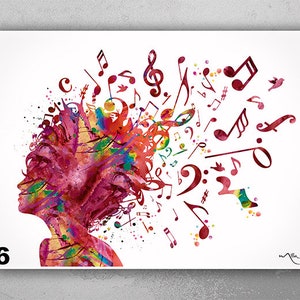 Girl Music Notes Watercolor Print Treble Clef Art Print Art Print ...