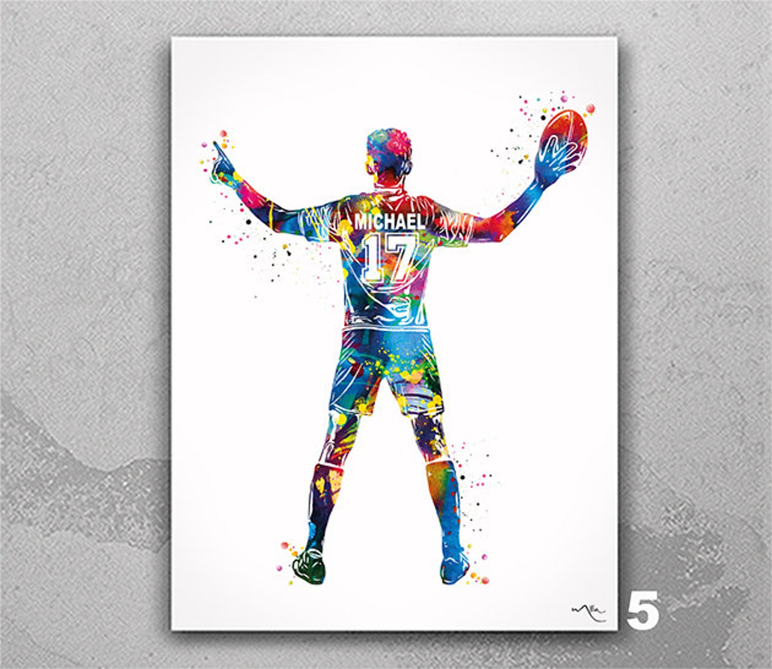Rugby Player Personelized Watercolor Print Male Rugby Gift - Etsy