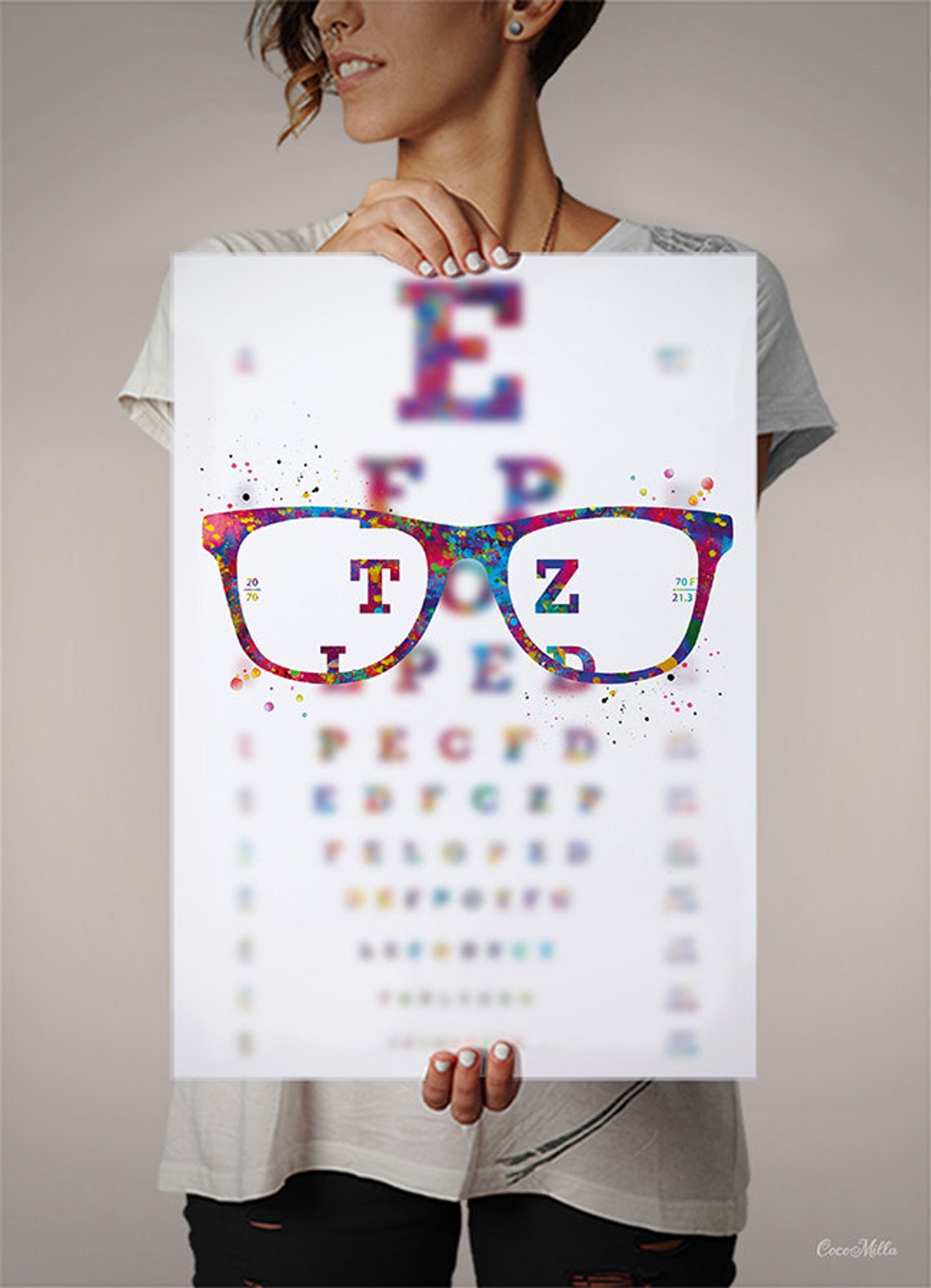 Eye Test Art Watercolor Print Eye Chart Optometrist Optician - Etsy