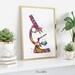 Microscope Watercolor Print Medical Art Microbiologistgift - Etsy