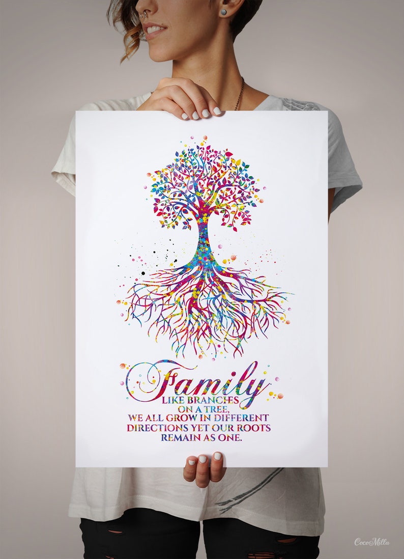 Tree Roots Family Quote Watercolor Print Wedding Gift | Etsy