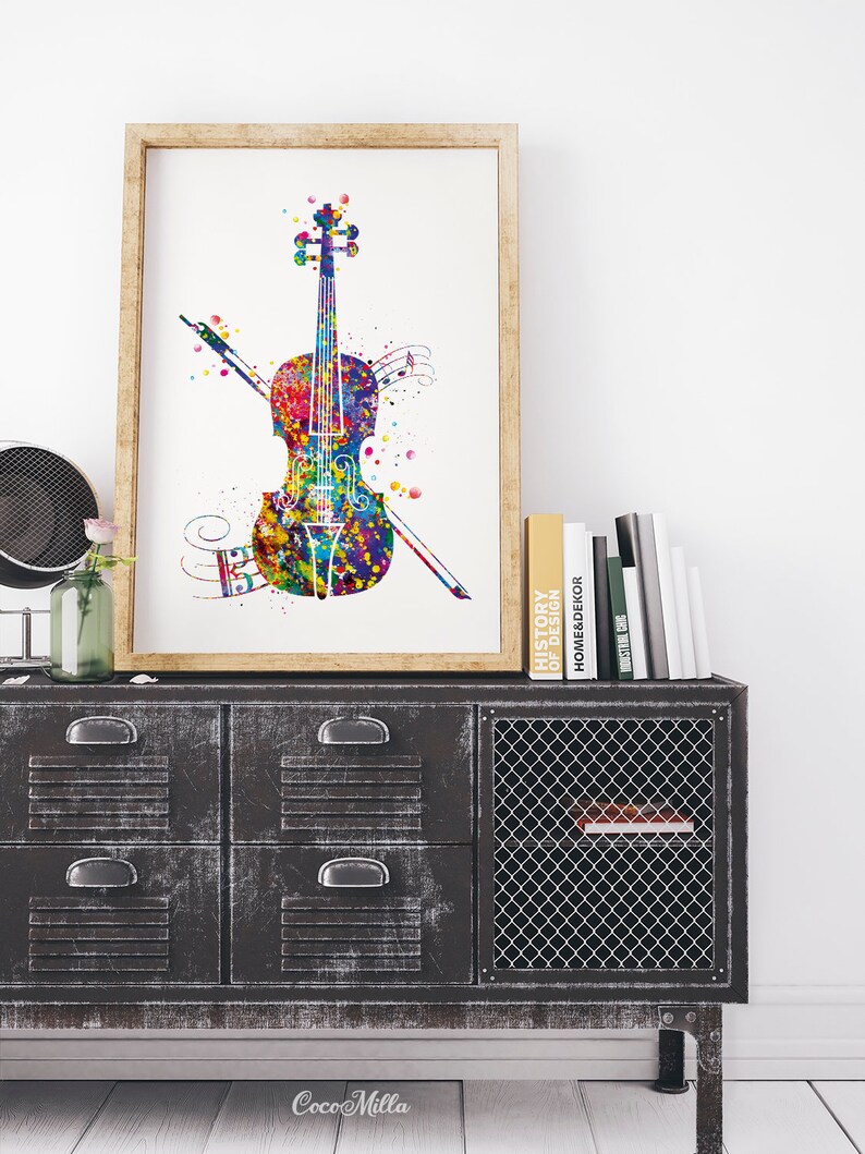Viola Music Instrument Watercolor Print Wall Art Poster Music - Etsy