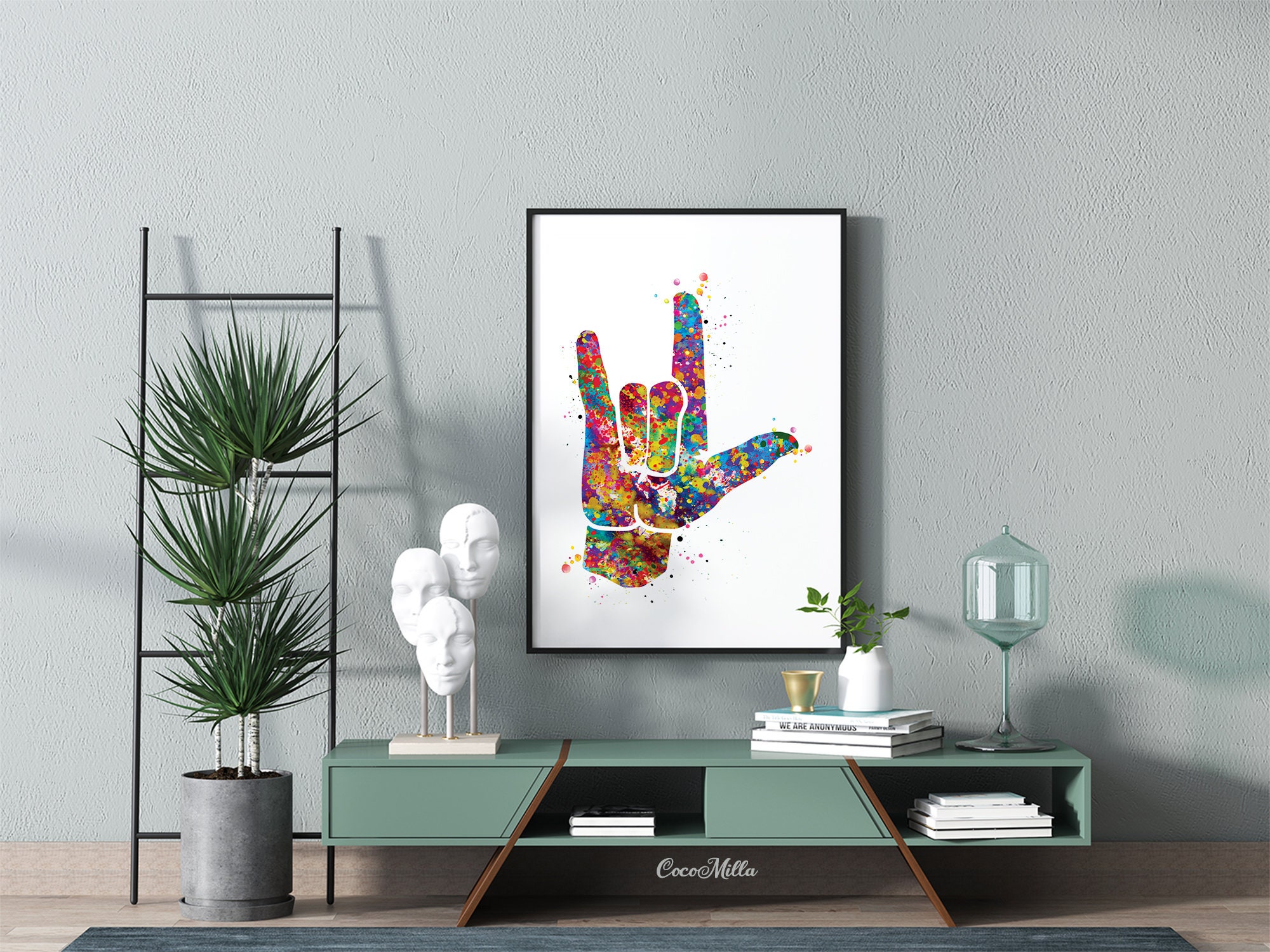 I Love You ASL American Sign Language Watercolor Print Hand | Etsy