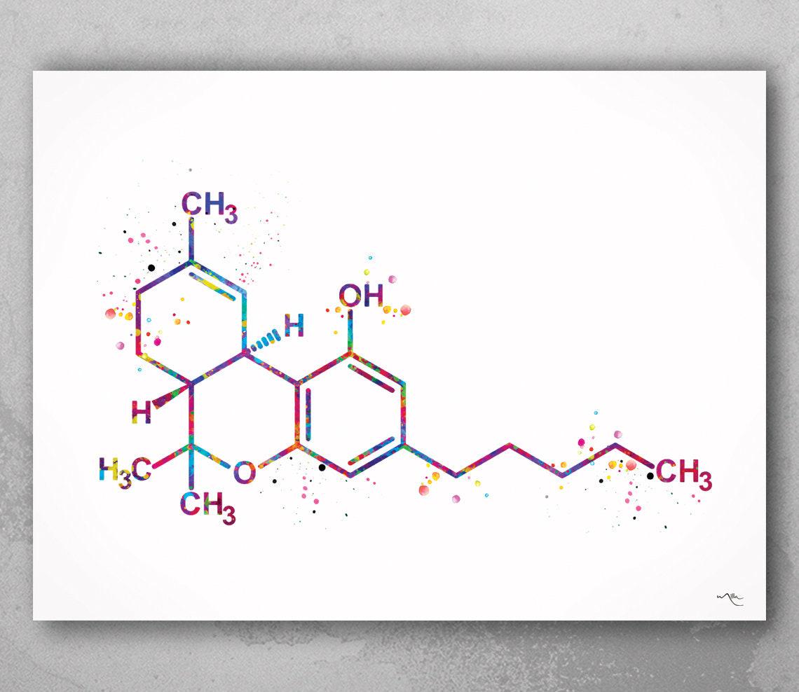Thc Molecule Drawing Cbd Oil Molecule Drawing Stock Illustrations