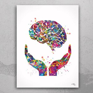 Brain Health Watercolor Print Mental Health Medical Art Science Art ...