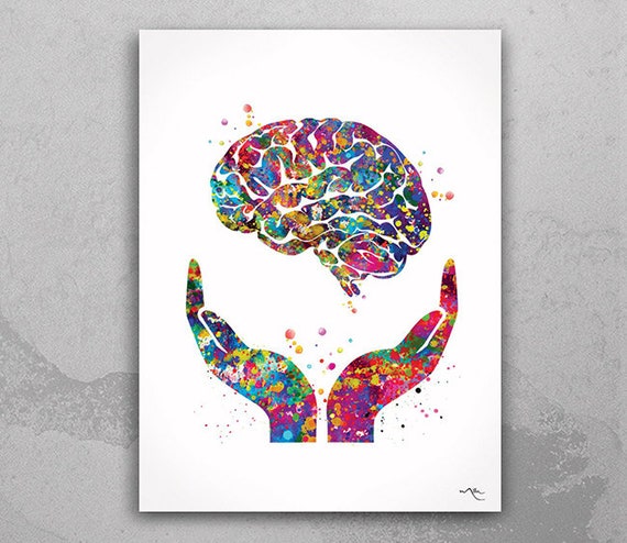 Brain Health Watercolor Print Mental Health Medical Art - Etsy