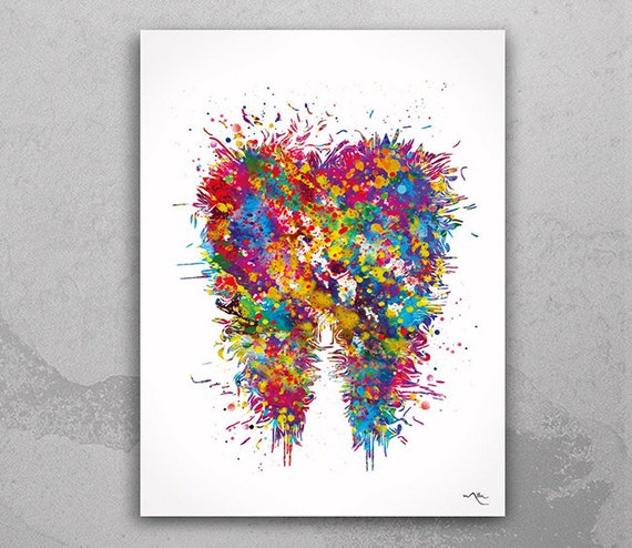 Tooth Art Watercolor Print Teeth Anatomical Art Dental Clinic - Etsy