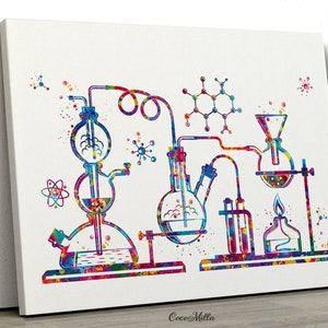 Chemistry Laboratory Watercolor Print Chemistry Lab Medical Art ...
