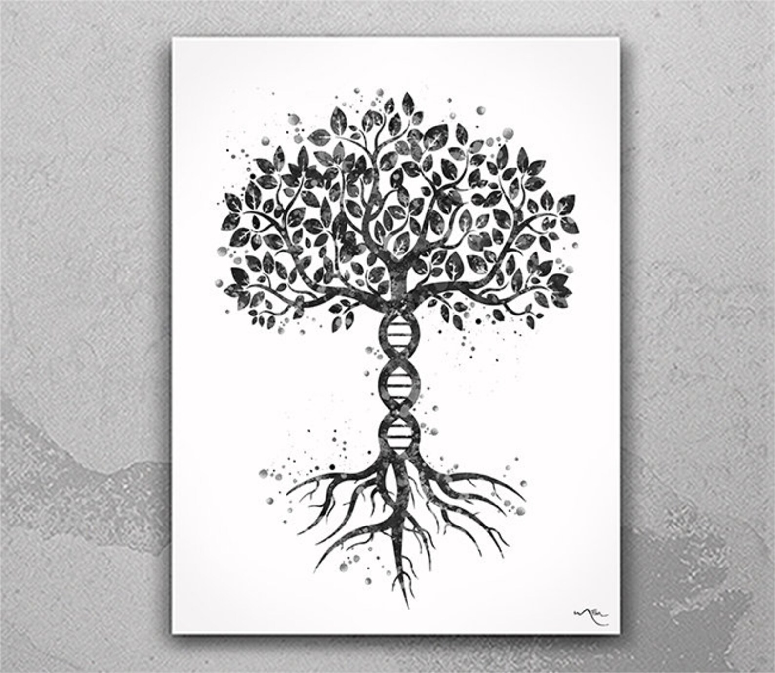 DNA Tree Watercolor Art Print Medical Symbol Wall Art Nurse - Etsy