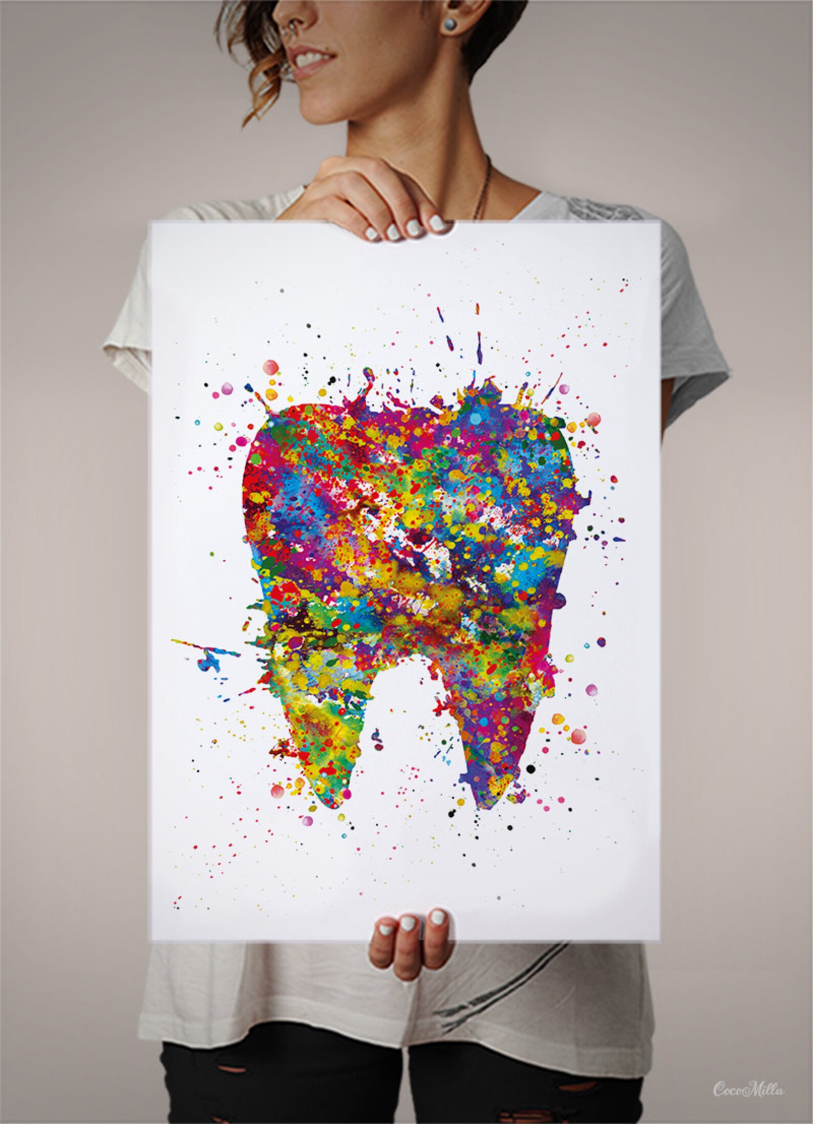 Tooth Art Watercolor Print Teeth Anatomical Art Dental Clinic | Etsy