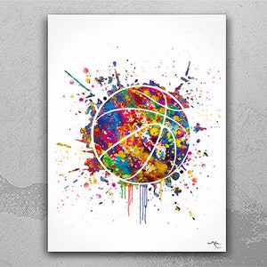 Basketball Player Female Woman Girl Watercolor Print Set of 3 Sports ...