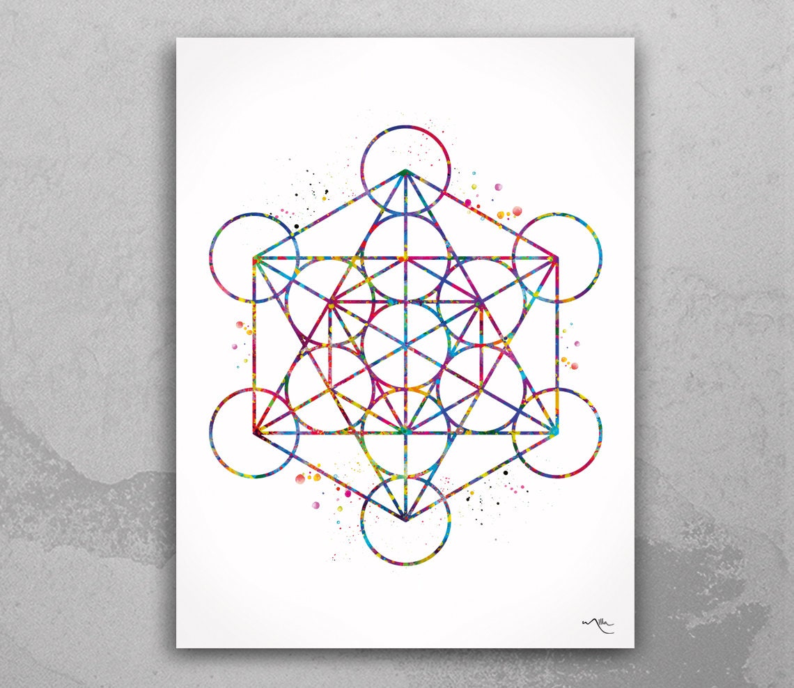 Metatron's Cube Watercolor Print Metatron Cube Sacred | Etsy